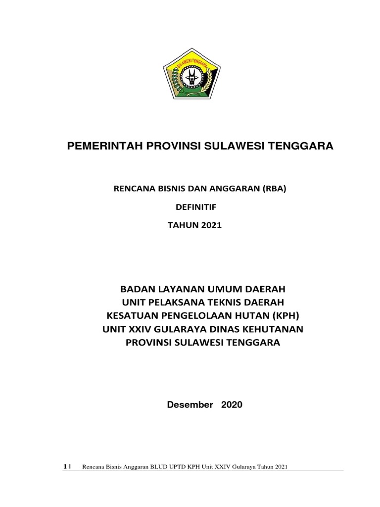 Rba Definitif-Blud KPH Unit Xxiv Gularaya Tahun 2021 (Maret) | PDF