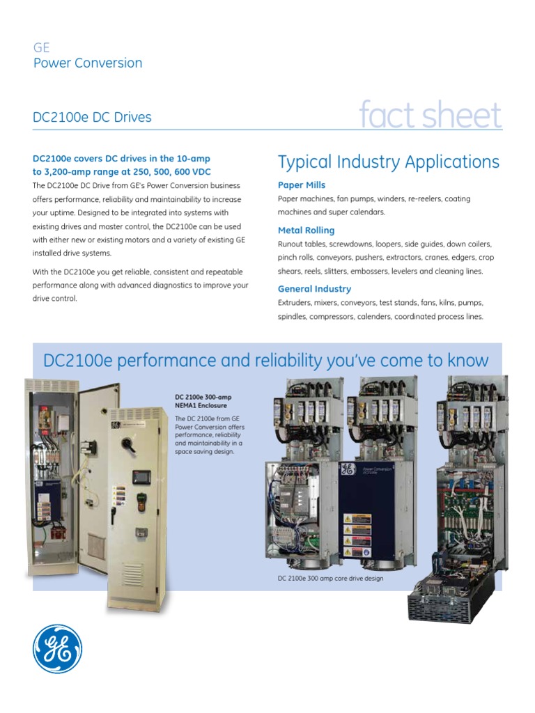 DC2100e - DC Drive Fact Sheet - EN | PDF | Electric Motor | Alternating ...