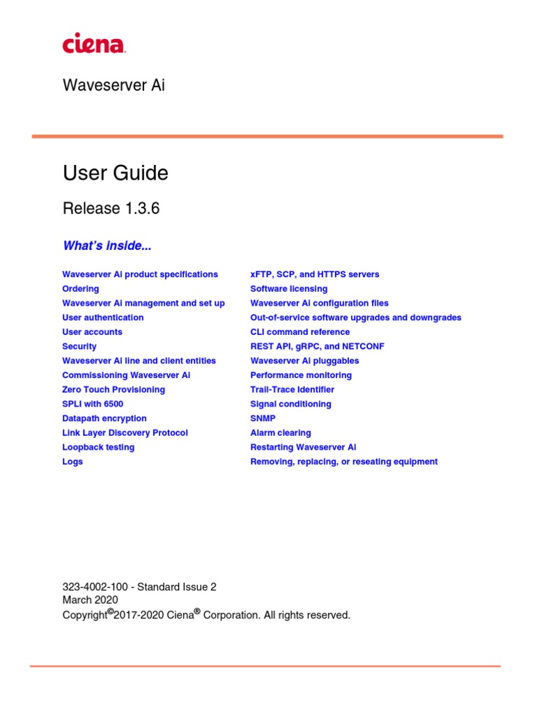 Waveserver Ai User Guide, Release 1.3.6, Issue 2 | PDF