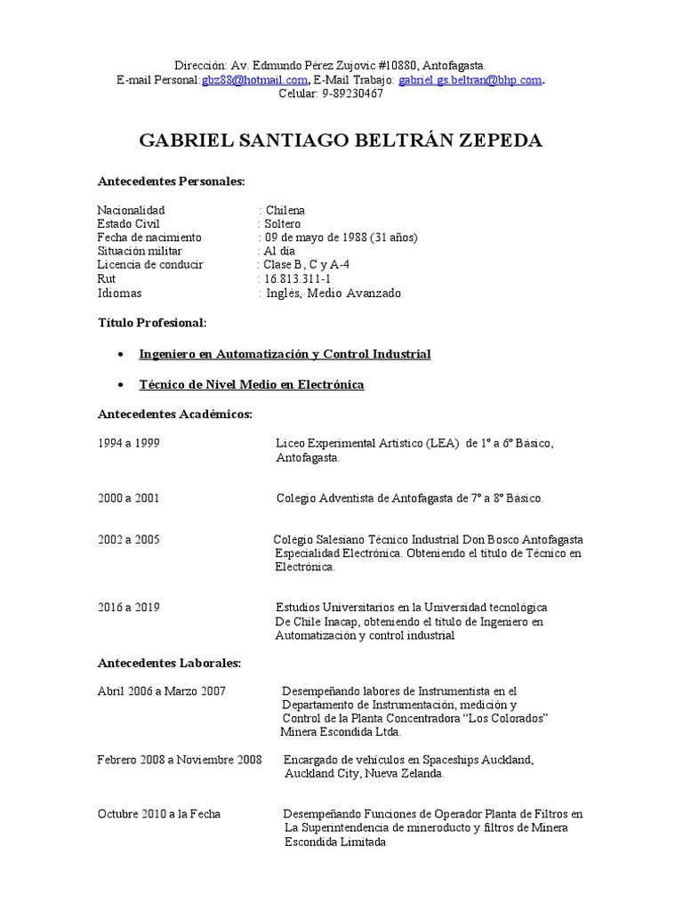 Curriculum Gabriel Beltran | PDF | Science | Ciencia y Tecnología