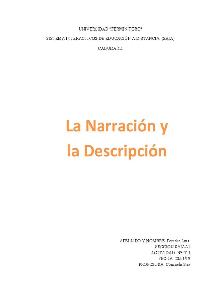 La Narración y Descripción | PDF | Narrativa | Science