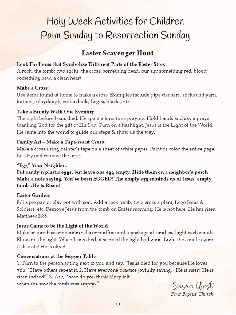 Holy Week Activities For Children | PDF