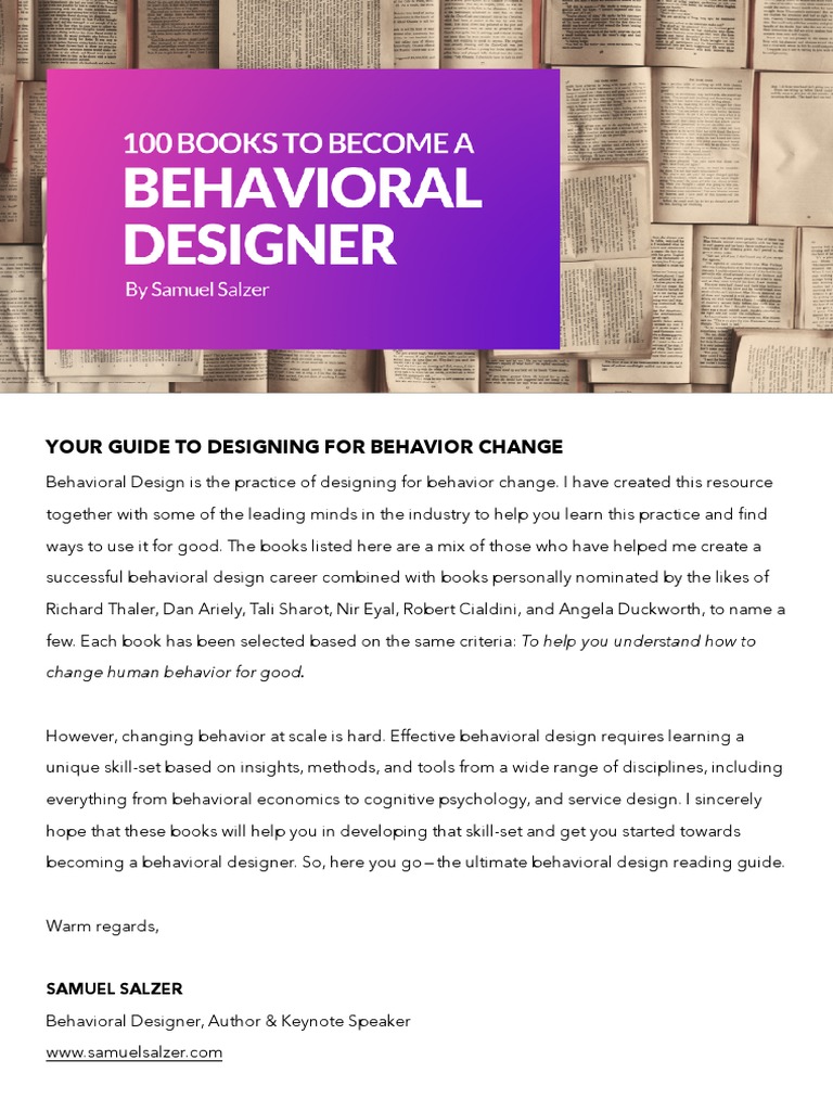 100 Books To Become A Behavioral Designer 1.2 | PDF | Behavioral ...