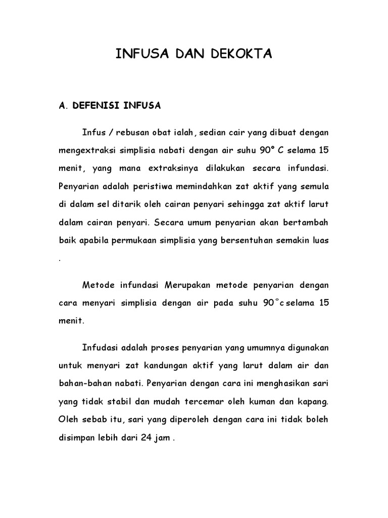 Perbedaan Infusa dan Dekokta | PDF