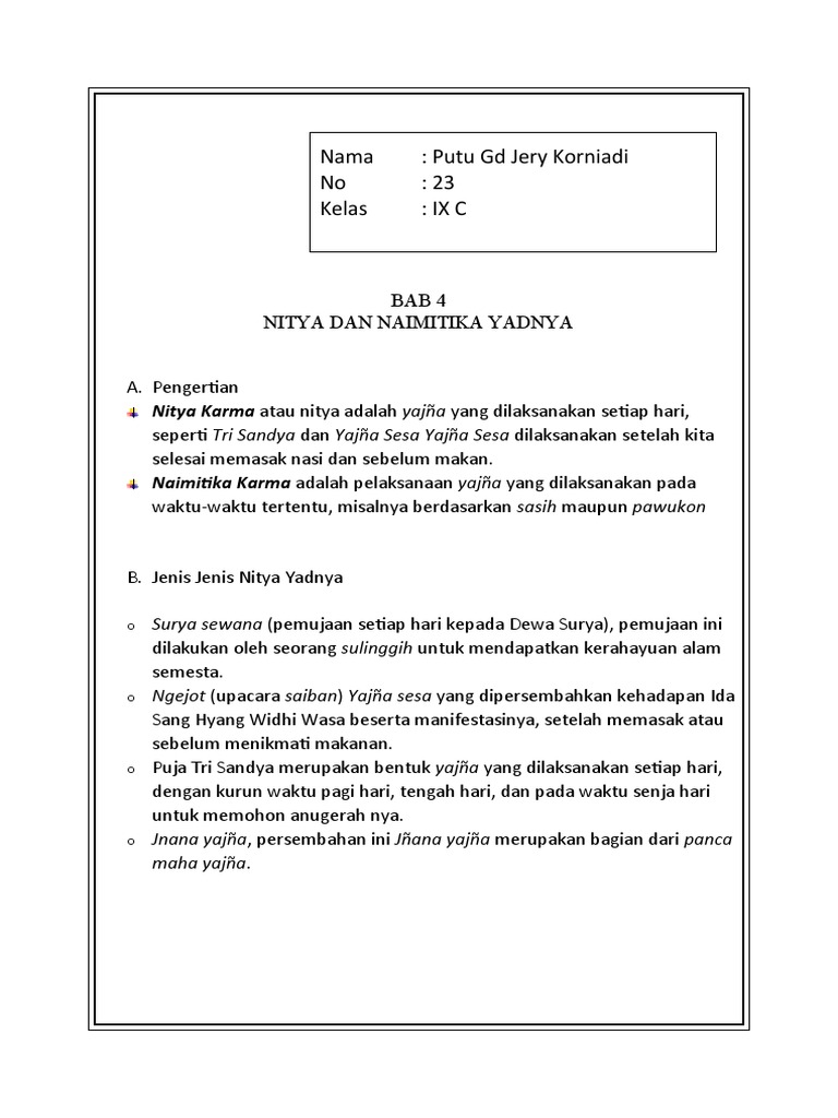 Nitya Yadnya 2 | PDF | Agama & Spiritualitas