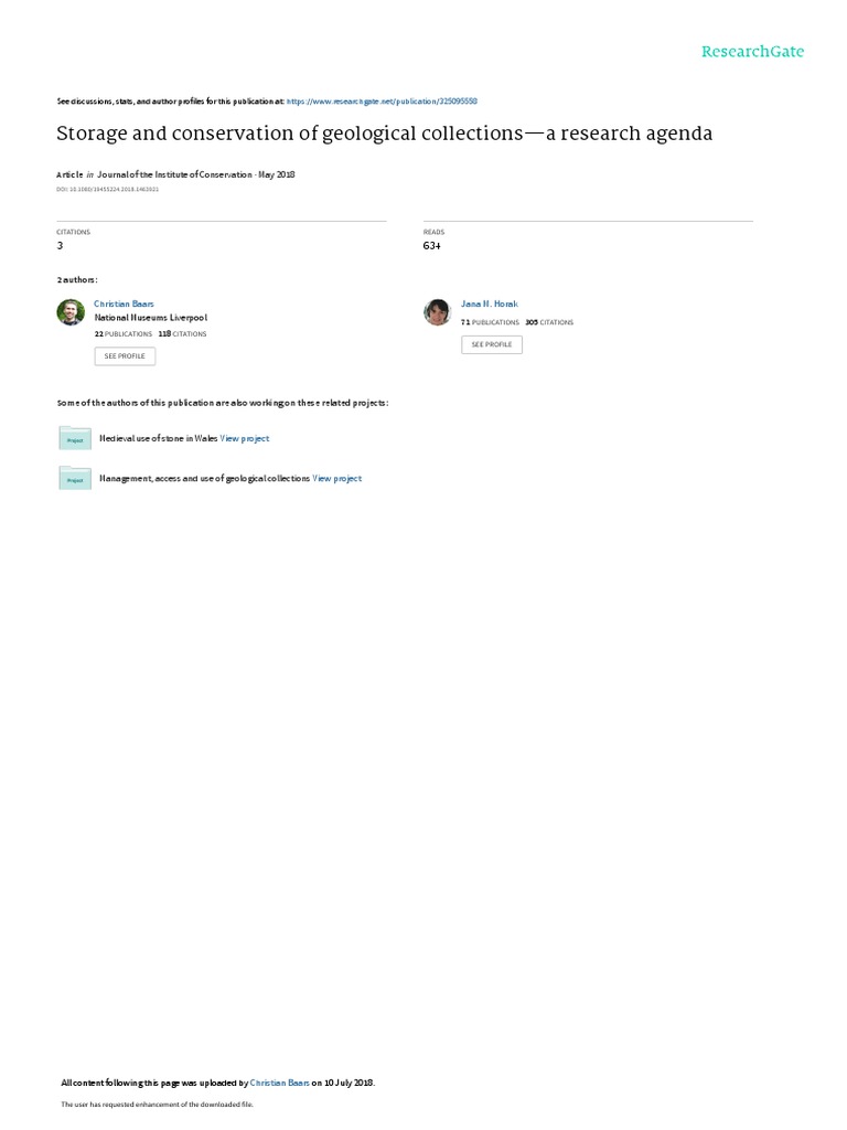 Storage and Conservation of Geological Collections-A Research Agenda ...