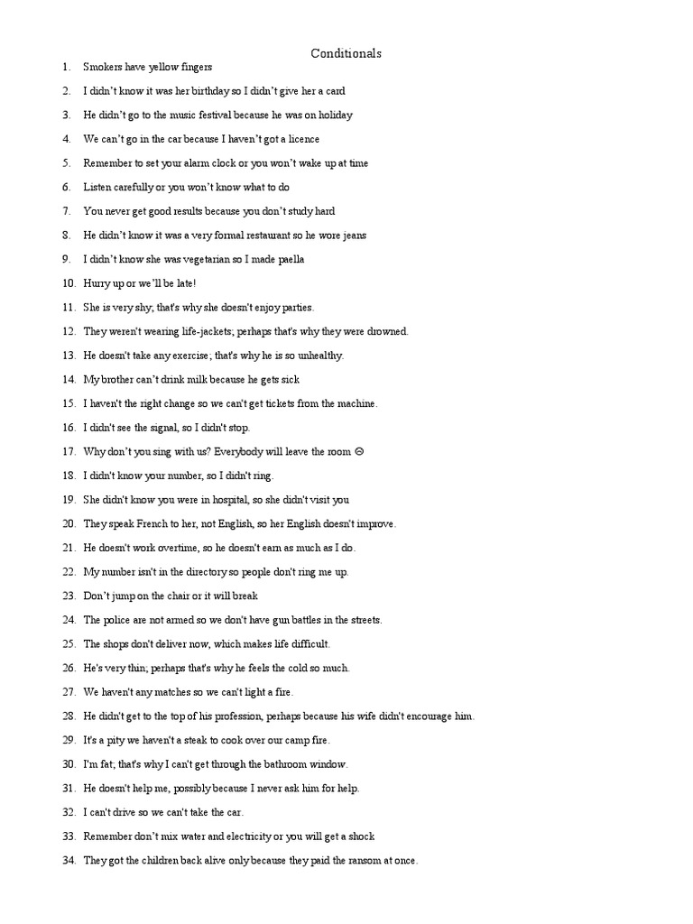 Conditionals Sentence Transformation | PDF