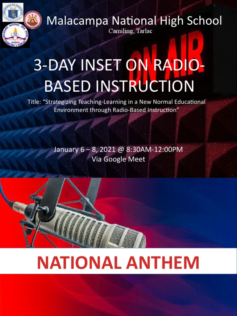 Malacampa National High School: 3-Day Inset On Radio-Based Instruction ...