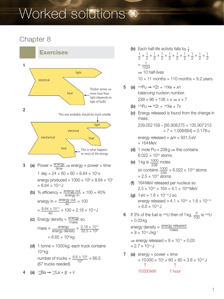 IB Physics - Chapter8 - WorkedSolutions | PDF | Nuclear Reaction | Radiation