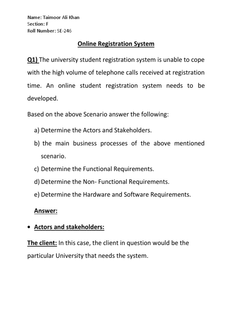 Online Registration System Q1) The University Student Registration ...