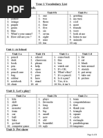 Grade 1 - English Dictation List | PDF