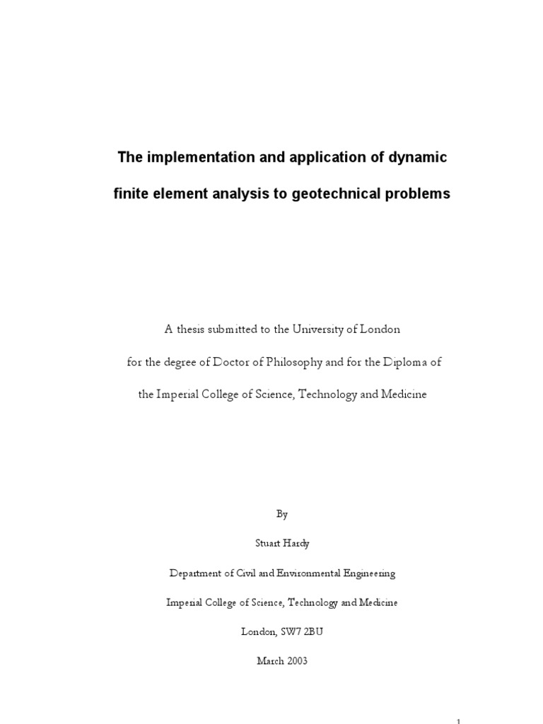 Dynamic FEM in Geotech Problems - PHD Thesis 2003 | PDF | Finite ...