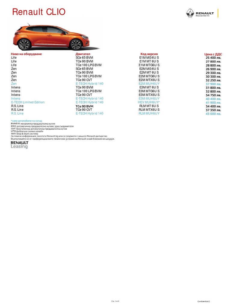 Renault CLIO Models, Specs and Prices | PDF | Renault