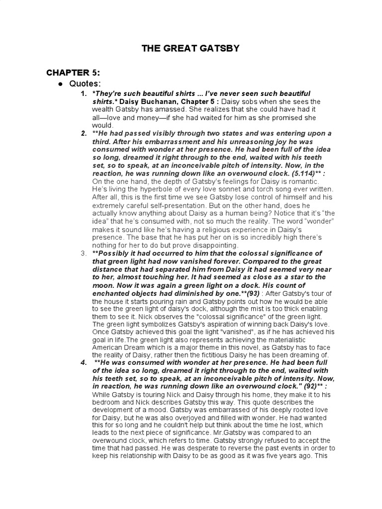 The Great Gatsby (Chapter 5,6) | PDF | The Great Gatsby