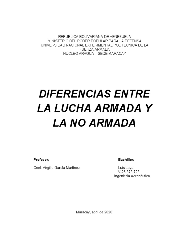 Diferencias entre lucha armada y no armada | PDF | Derecho