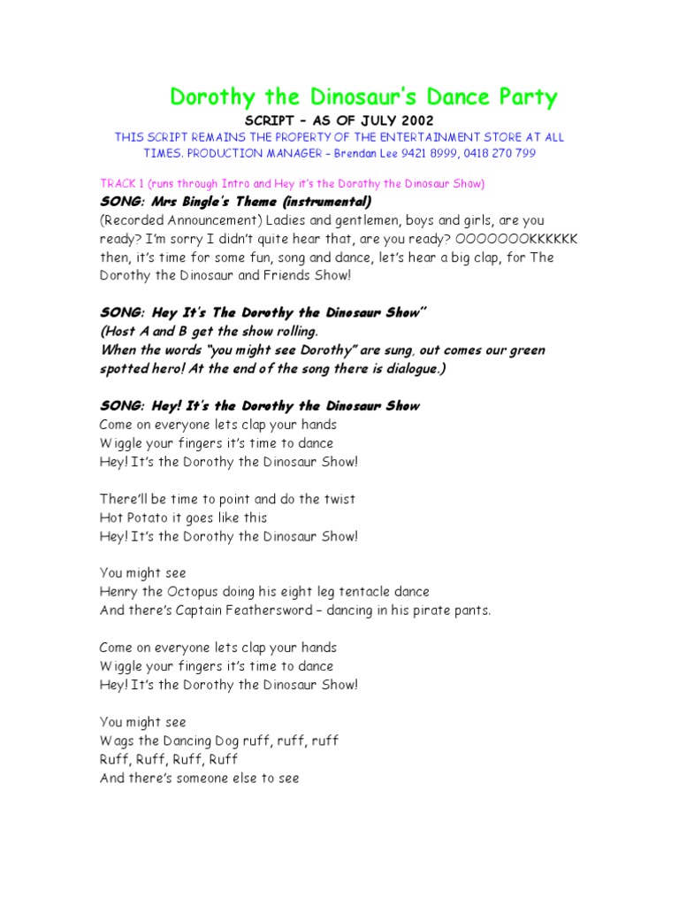 Doroth Dance Party Script | PDF | Nature