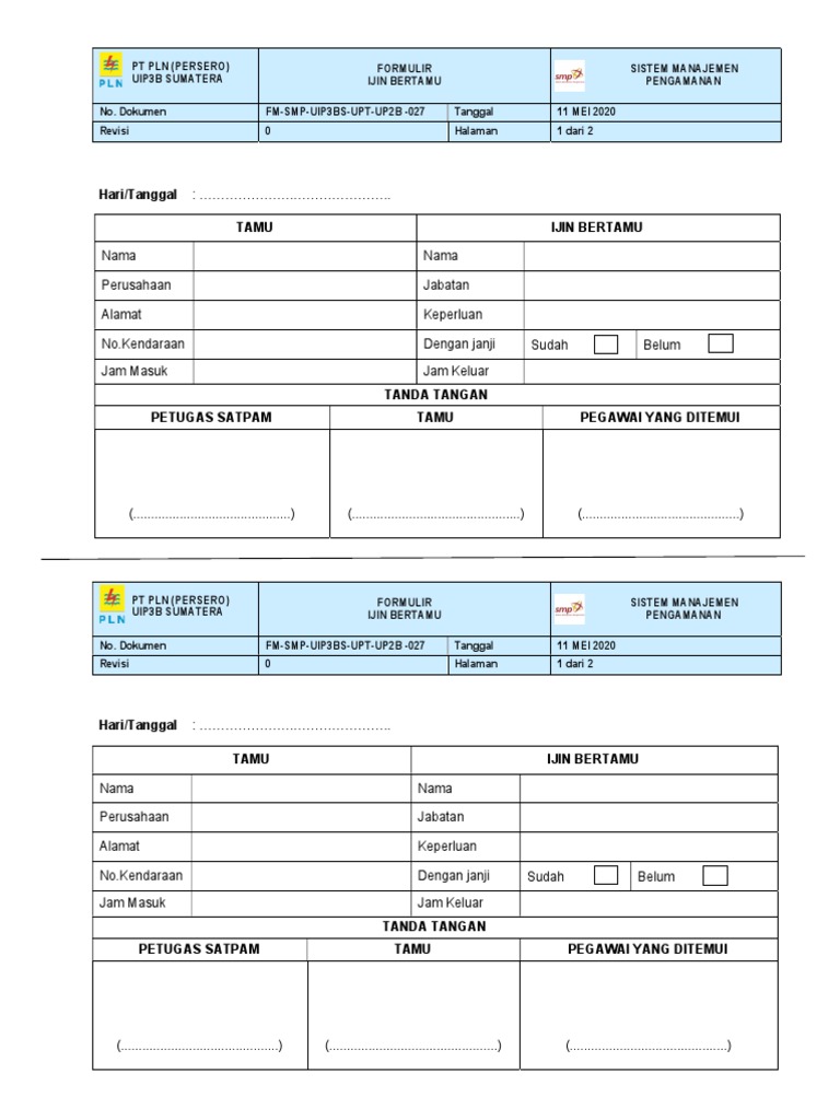 Form Ijin Bertamu | PDF