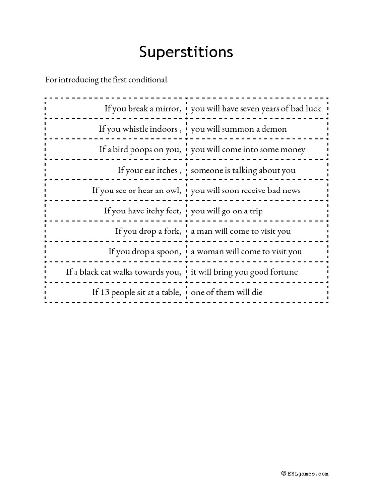 First Conditional Superstitions | PDF