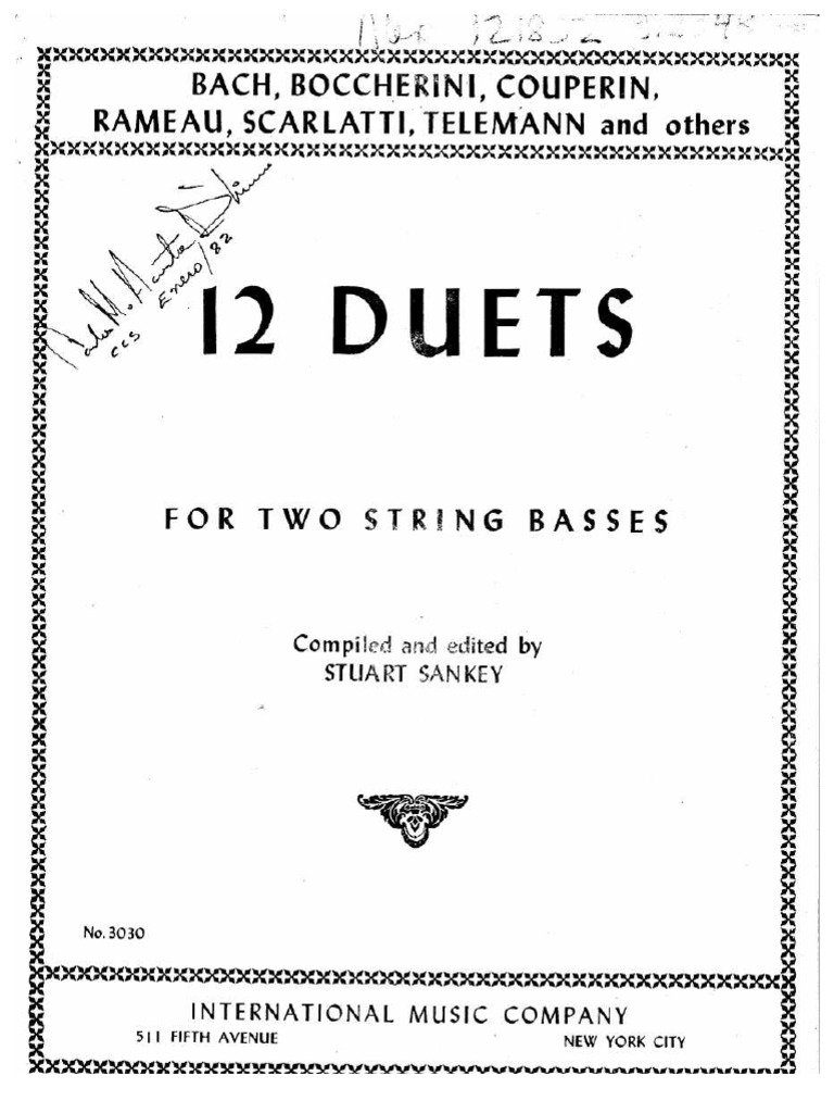12 Duets For Two String Basses Ed Sankey | PDF