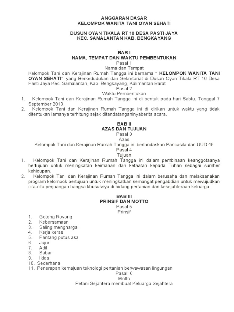 Contoh AD ART KWT | PDF