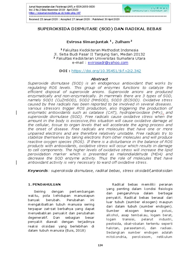 Superoksida Dismutase (Sod) Dan Radikal Bebas | PDF | Superoxide ...