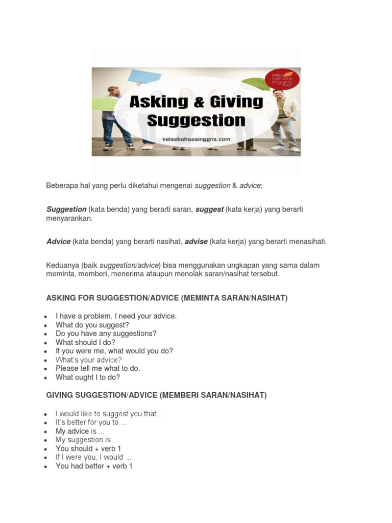 Asking and Giving Suggestion, Advice | PDF