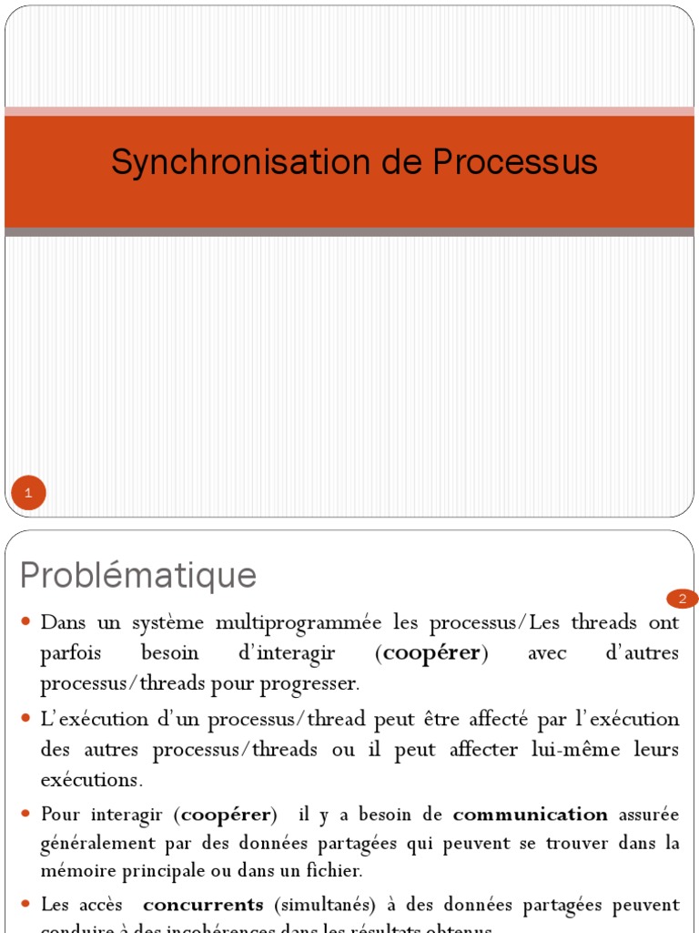 Synchronisation Des Processus - Version Longue | PDF | Thread (informatique) | Processeur