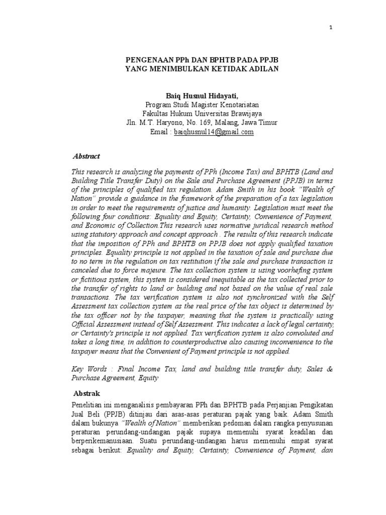 Jurnal - PPH & BPHTB Pada PPJB | PDF | Public Finance | Taxes