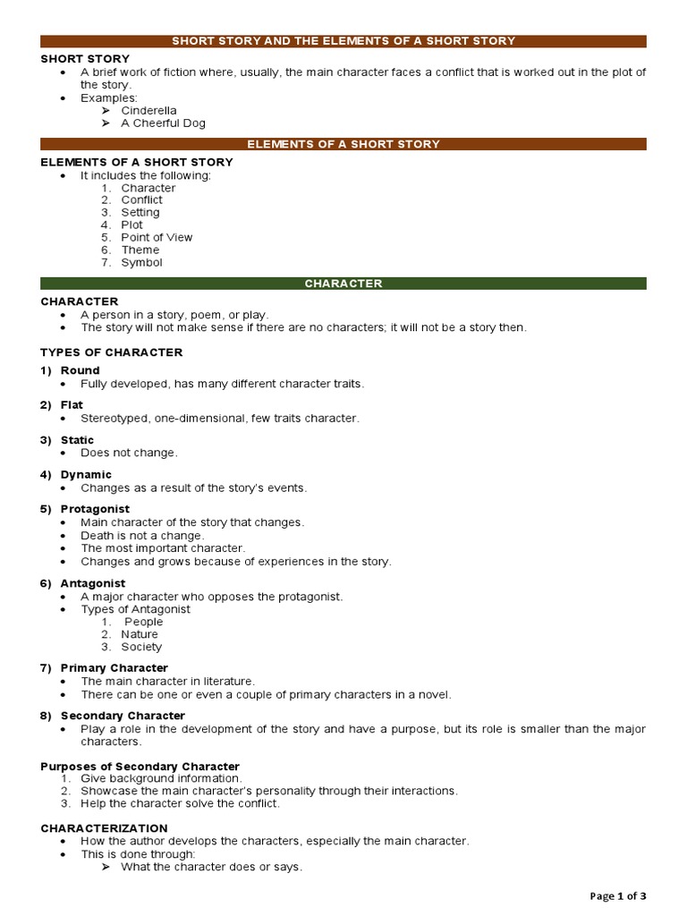 Short Story and The Elements of A Short Story | PDF | Plot (Narrative)