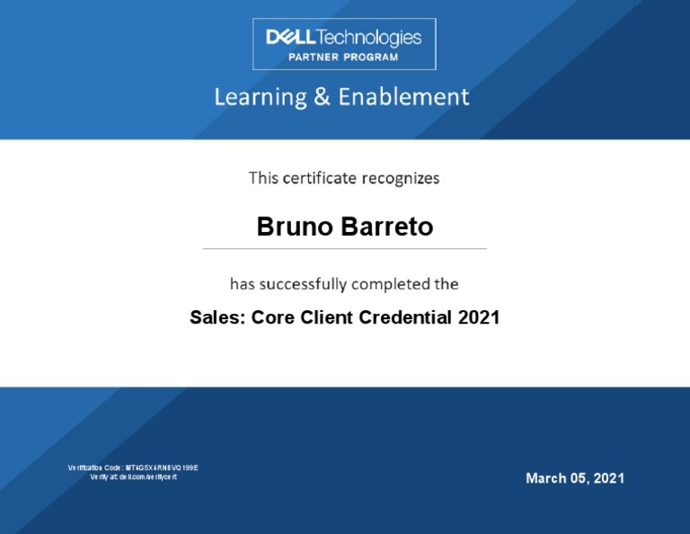 Sales - Core Client Credential 2021 Certificate | PDF