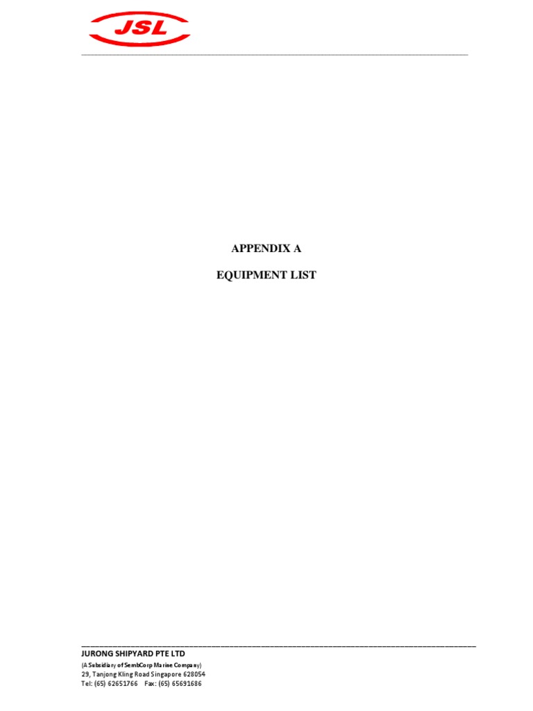 Appendix A-Equipment List | PDF | Water Heating | Sewage Treatment