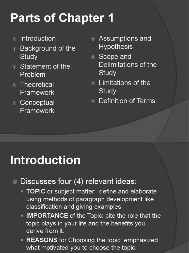 Parts of Chapter 1 | PDF | Hypothesis | Dependent And Independent Variables