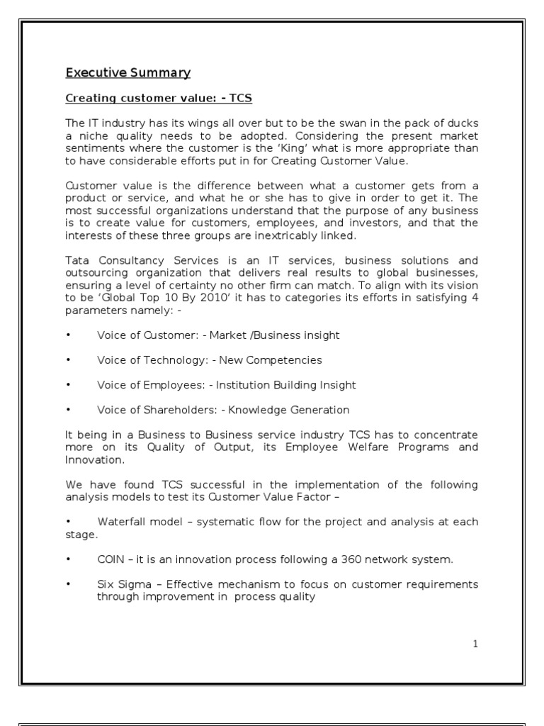 Creationg Customer Value at TCS | PDF | Software Testing | Business Process