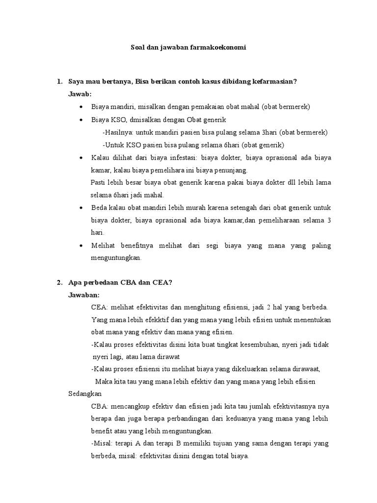 Analisis Biaya dan Manfaat dalam Farmakoeonomi: Contoh Kasus, Variabel ...