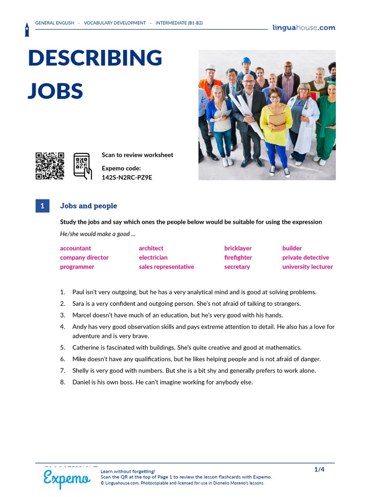Describing Jobs British English Student Ver2 | PDF
