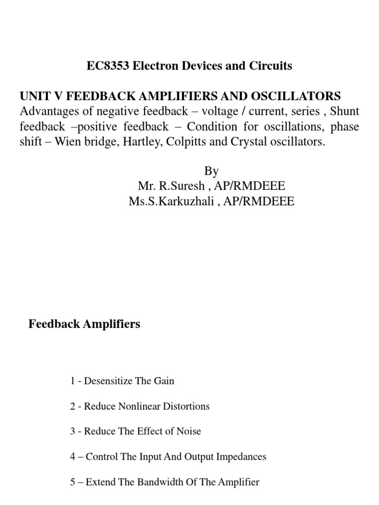 Feedback Amplifier Pdf Electronic Oscillator Amplifier