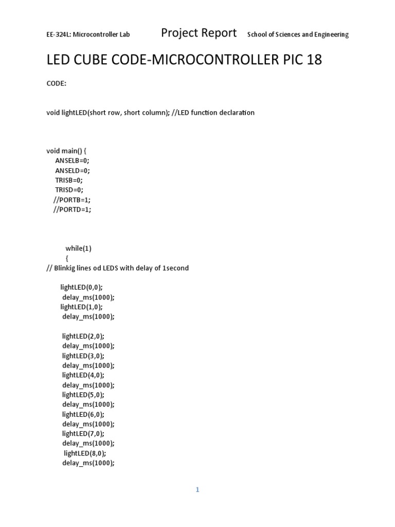 LED CUBE CODE FOR MICROCONTROLLER PIC18 | PDF | Computer Engineering | Computing