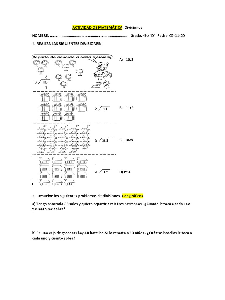 Actividad de Matemática-Divisiones | PDF