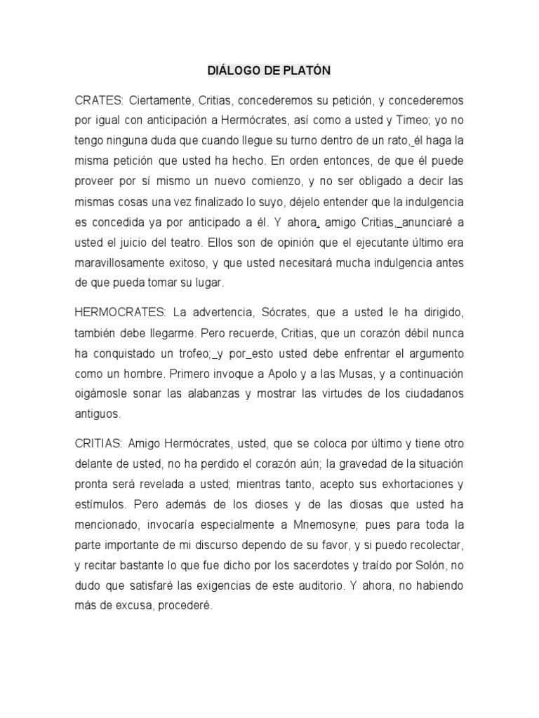 Diálogo PLATÓN | PDF