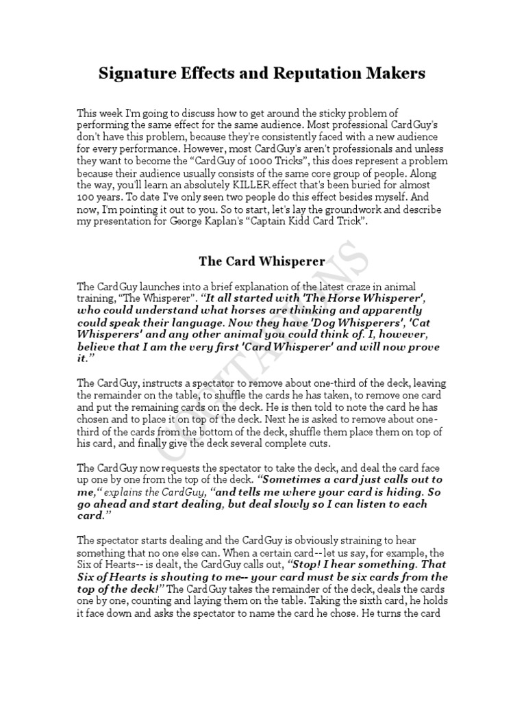 Card Magic - Signature Effects | PDF | Playing Cards | Magic (Illusion)