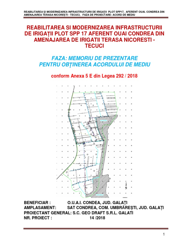 Memoriu de Prezentare Conf Anexa 5e Plot SPP 17 Condrea | PDF