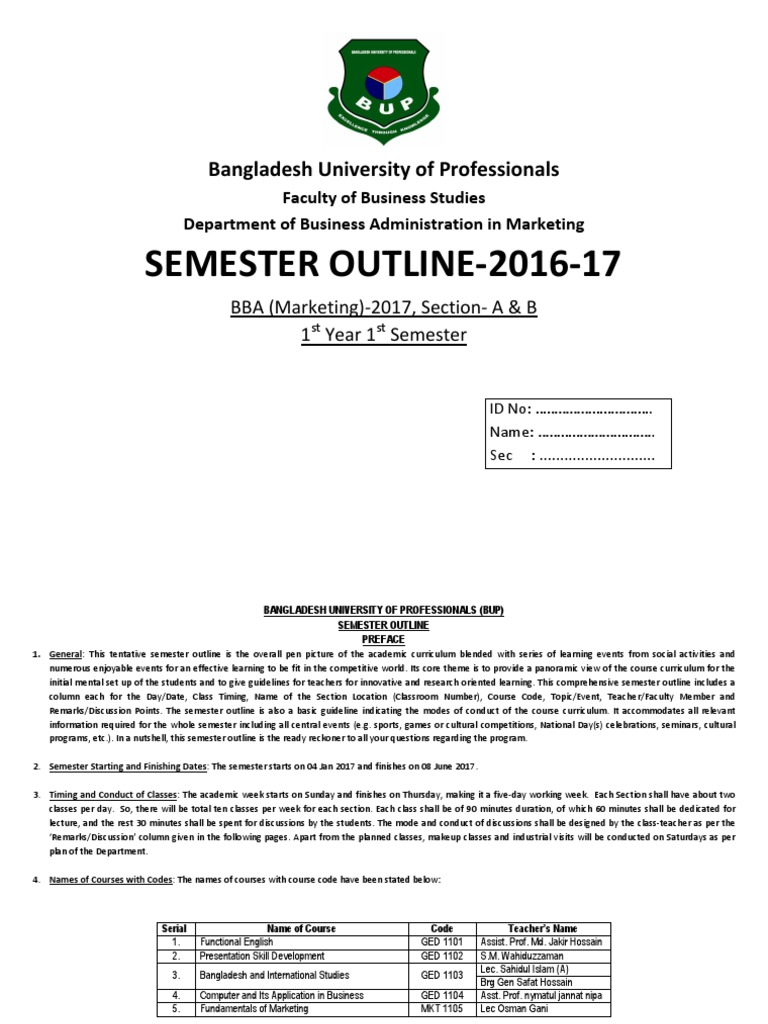 Semester Outline | PDF | Syntax | Academic Term