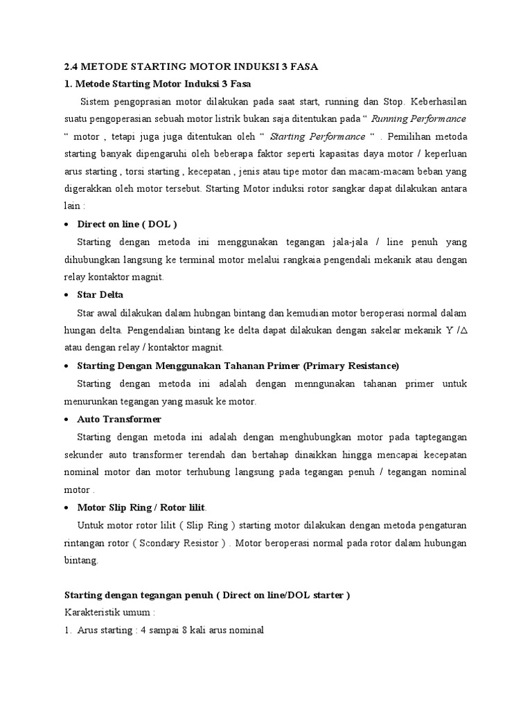 Metode Starting Motor Induksi | PDF | Teknologi & Rekayasa