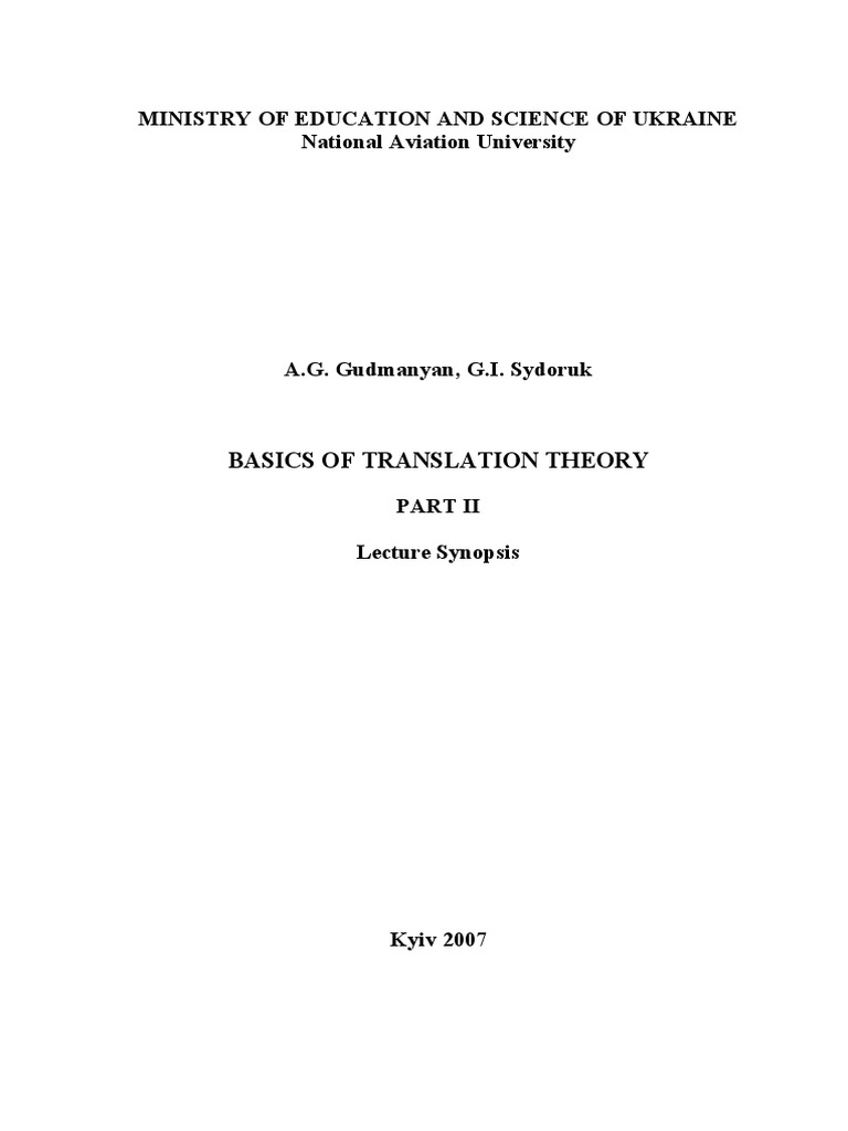 Basics of Translation Theory Part 1 | Download Free PDF | Phrase | Idiom