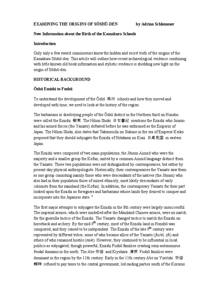 Examining The Origin of Soshu-Den | PDF | Japanese People | Feudal Japan