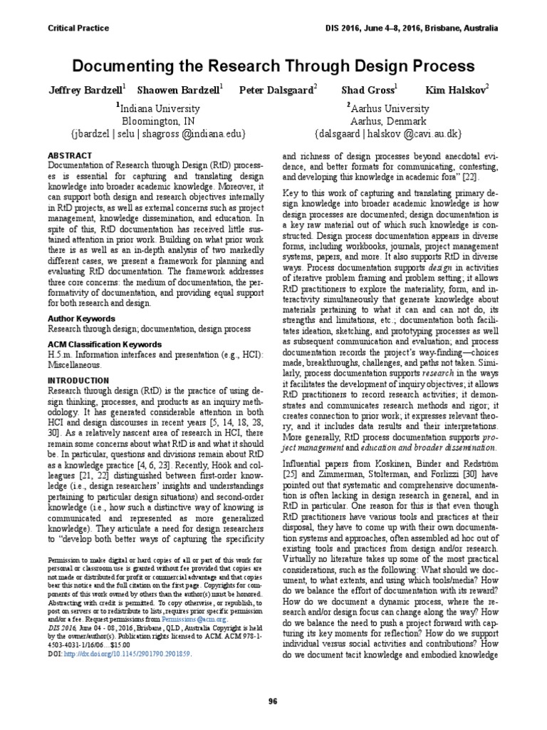 Documenting The Research Through Design Process | PDF | Design | Cognition