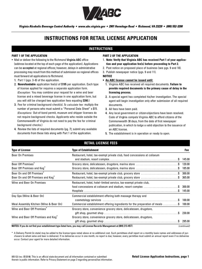 Instructions For Retail License Application | PDF | Limited Liability ...