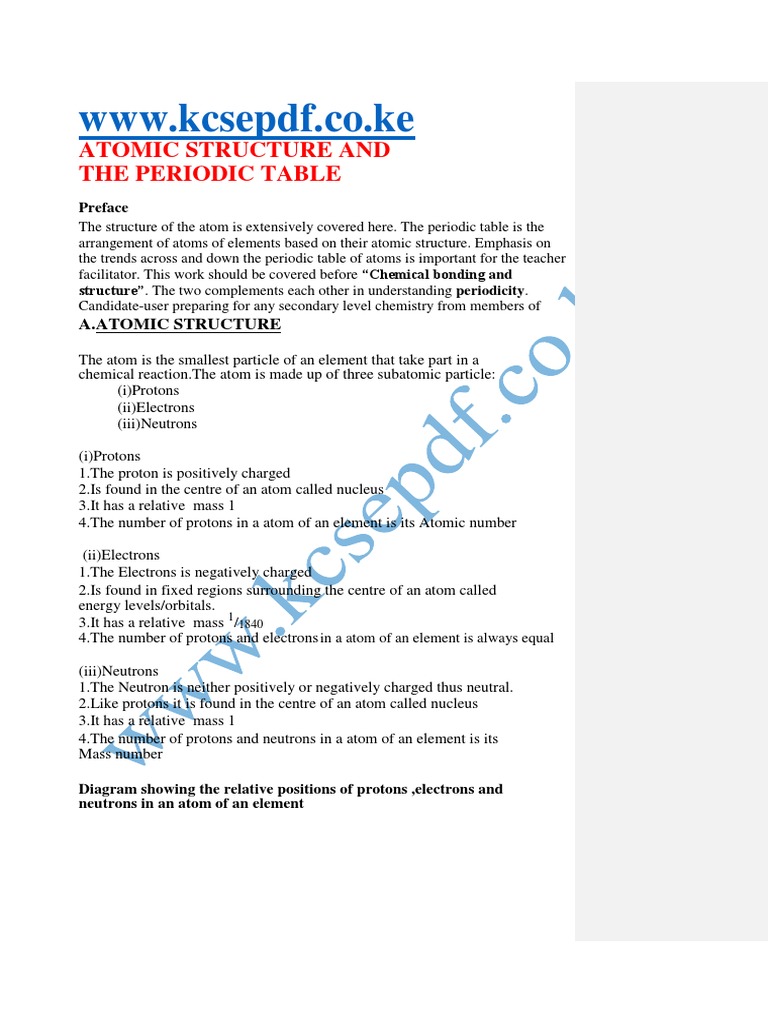 KCSE Form 2 Notes | PDF | Ion | Atomic Nucleus
