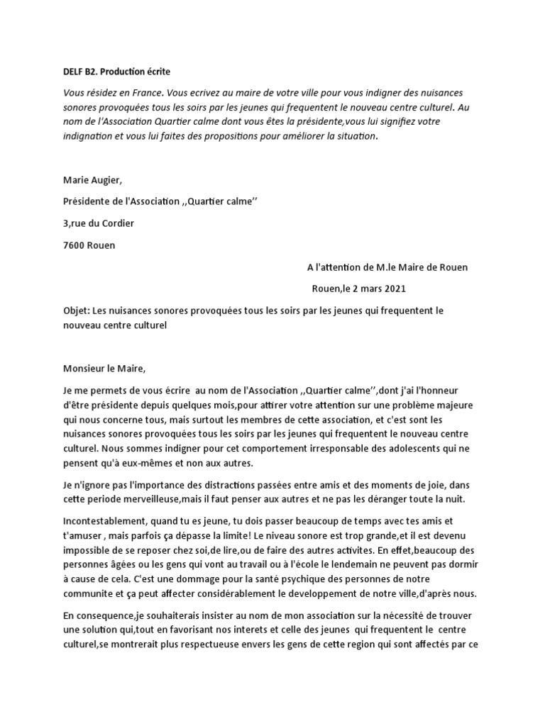 DELF B2.Lettre Formelle | PDF | Art