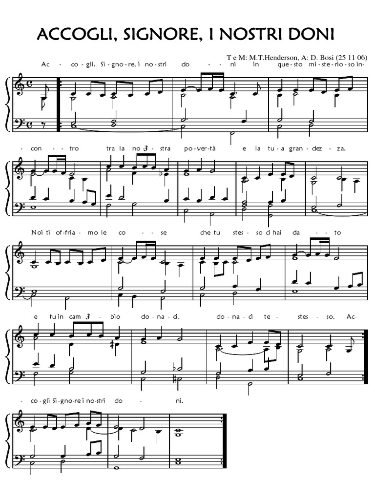 Accogli, Signore I Nostri Doni | PDF